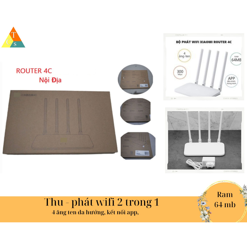 Bộ phát wifi router 4c XM nội địa- Modem WiFi XM 4C 4 Râu Router R4CM ...