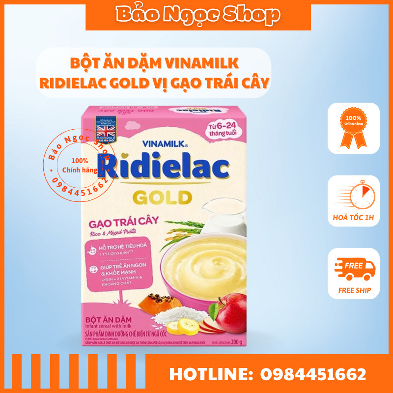 Bột Ăn Dặm gạo trái cây Ridielac Gold - Hộp giấy 200g | Shopee Việt Nam
