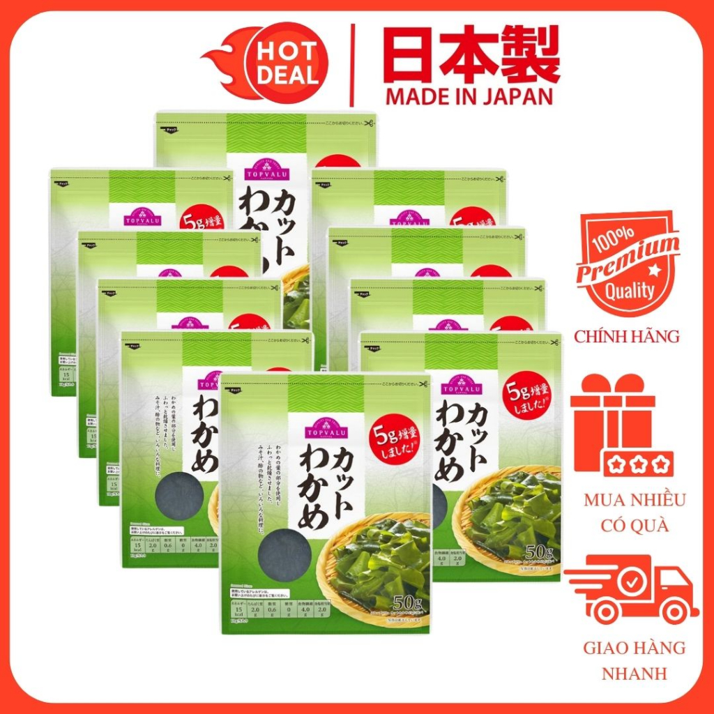 THÙNG 10 Gói Rong Biển Khô Wakame TopValu Aeon Nhật Bản 50G/Gói - Rong Biển Nấu Canh, Chế Biến ...