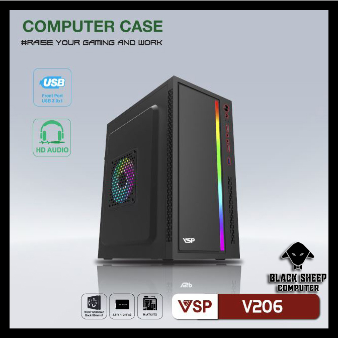 Vỏ Case VSP V206 BLACK (SẴN 1 FAN LED) | Shopee Việt Nam