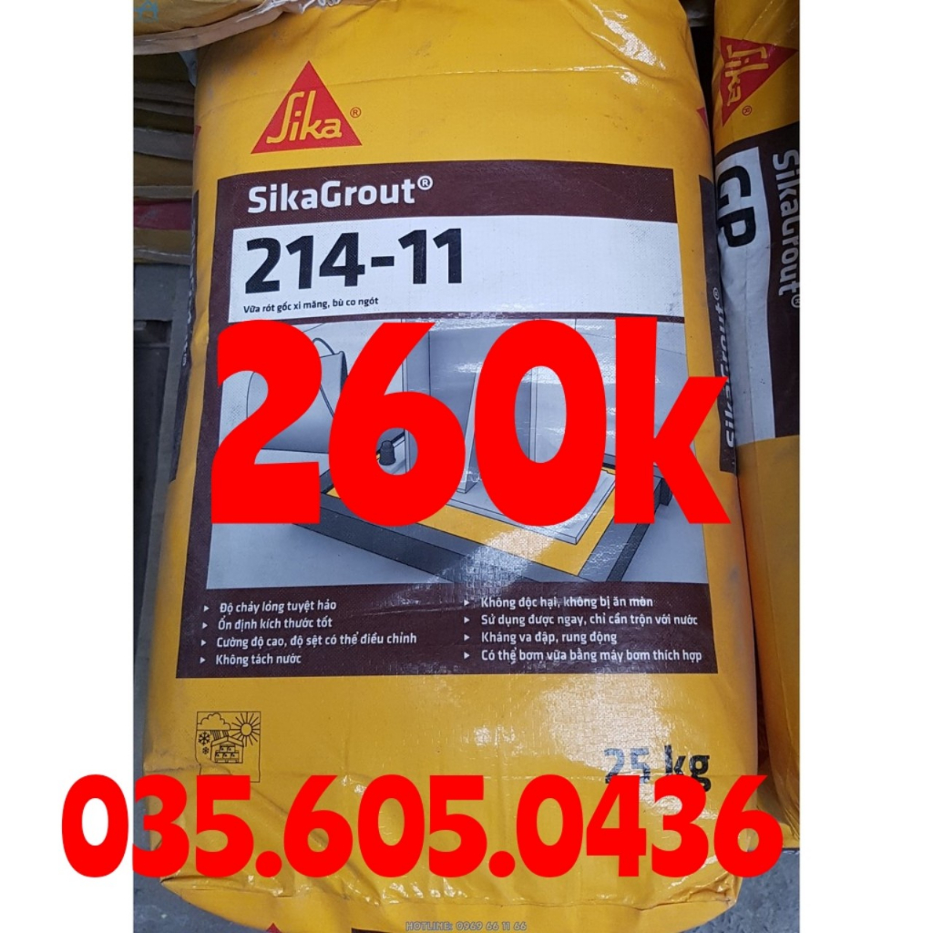 SIKA GROUT 214 -11 Vữa Rót Gốc Xi Măng Không Co Ngót vữa sika chống ...