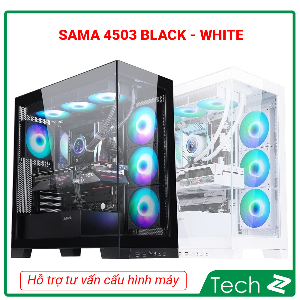 Vỏ Case SAMA 4503 Black - White (ATX/Mid Tower) | Shopee Việt Nam