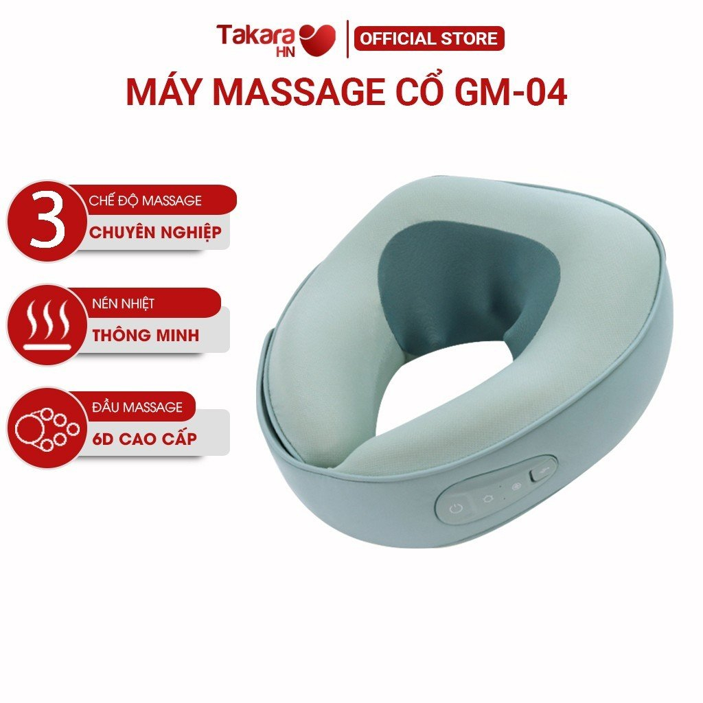 Gối Massage Cổ Cao Cấp Takara Gm 04 Máy Mát Xa Cổ Chữ U Với 3 Mức Nhiệt Chườm Nóng Giảm Đau Mỏi