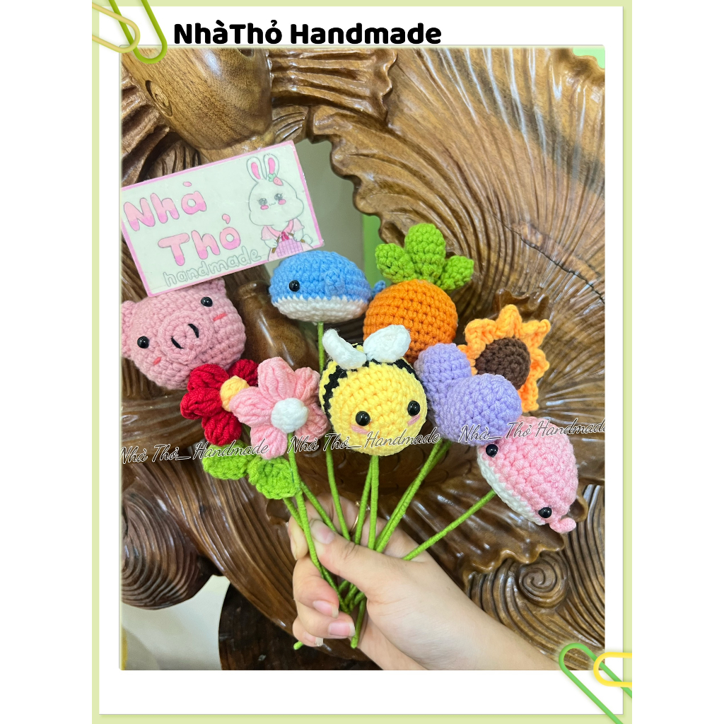 Bông hoa handmade bằng len gắn xe, treo xe, trang trí kính hậu dễ ...