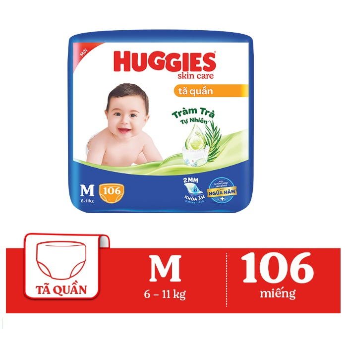 Tã quần Huggies size M106/L104/XL88/XXL80 (Mẫu Skin Care mỏng 2mm ...