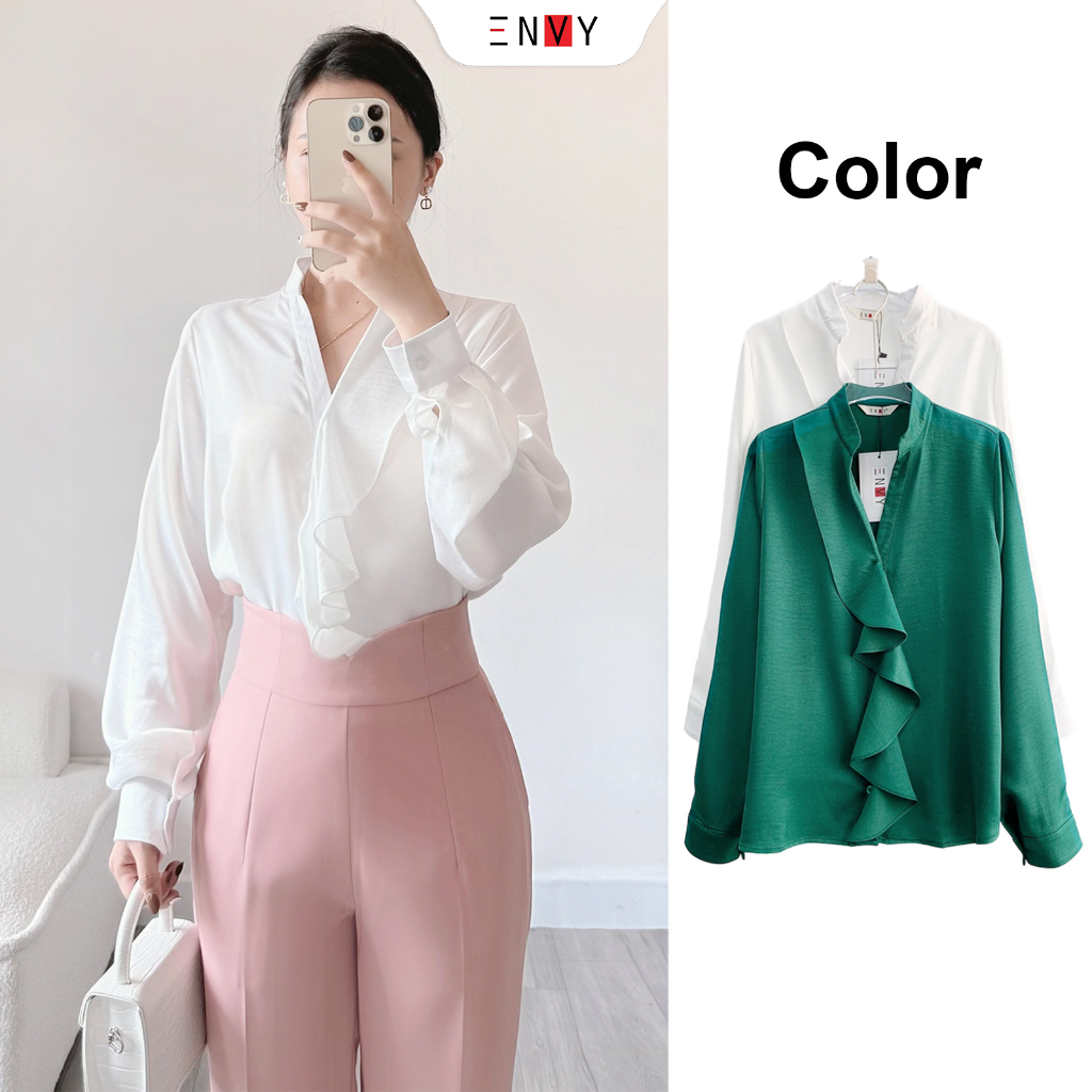 Áo sơ mi công sở nữ kiểu form rộng ENVY S231 | Shopee Việt Nam
