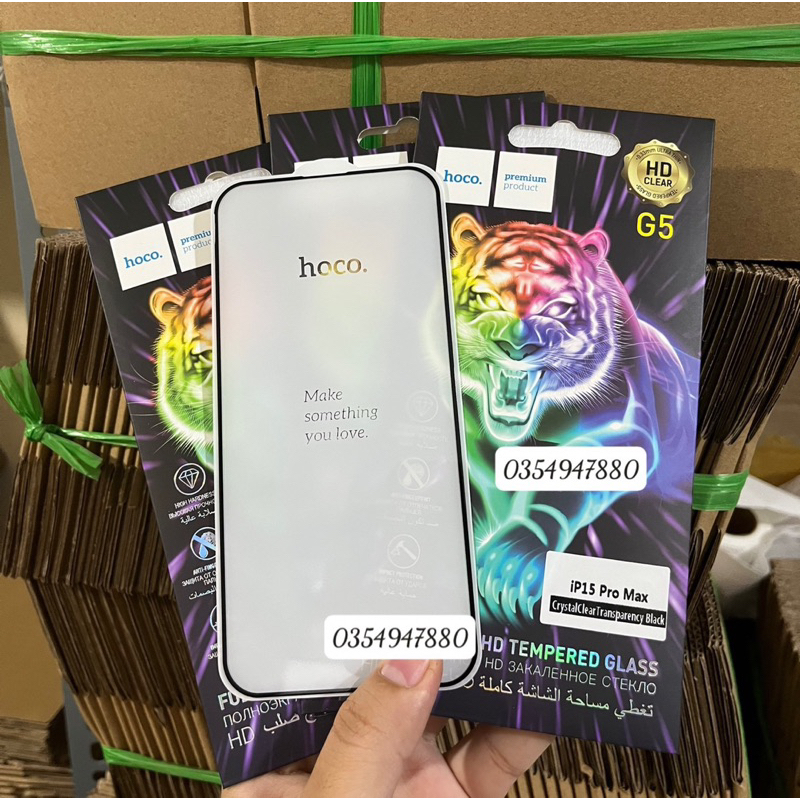Kính cường lực Hoco G5 Full màn hình cho iPhone 15 Pro Max/ 15 Pro/ 15 ...