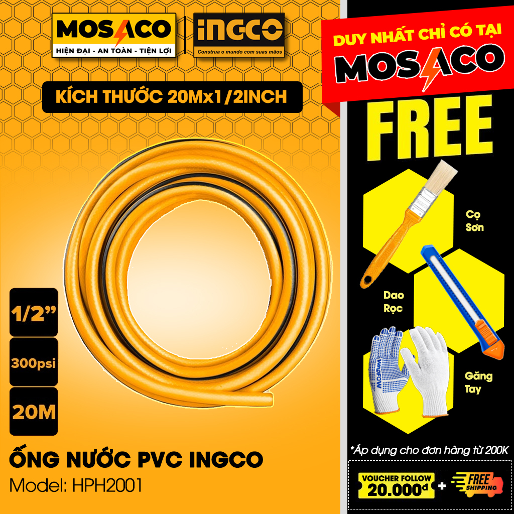 Ống nước PVC INGCO HPH2001 Ống nhựa PVC 20mx1/2inch, chống ăn mòn ...
