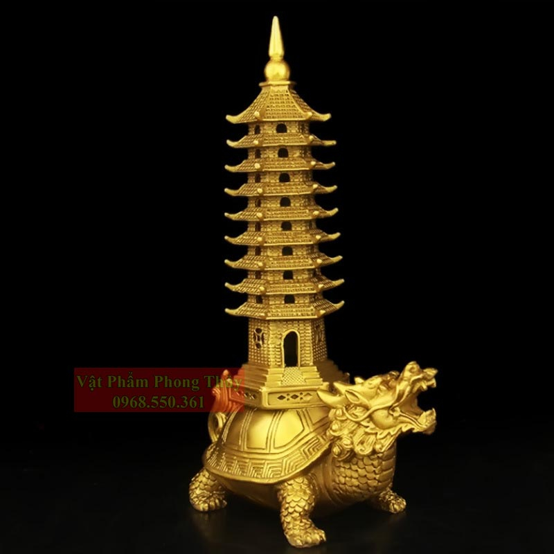 Long quy - rùa đầu rồng cõng tháp văn xương đồng kích thước 27.5x17x8 ...