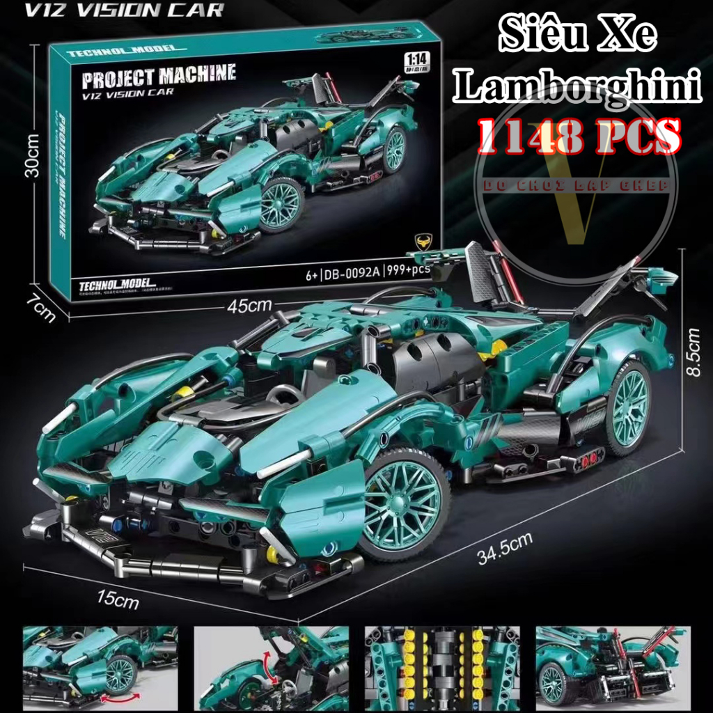 1148 CT - Size 35cm - 1:14 - Lắp Ghép Xếp Hình Mô Hình Xe Oto Lambo V12 ...