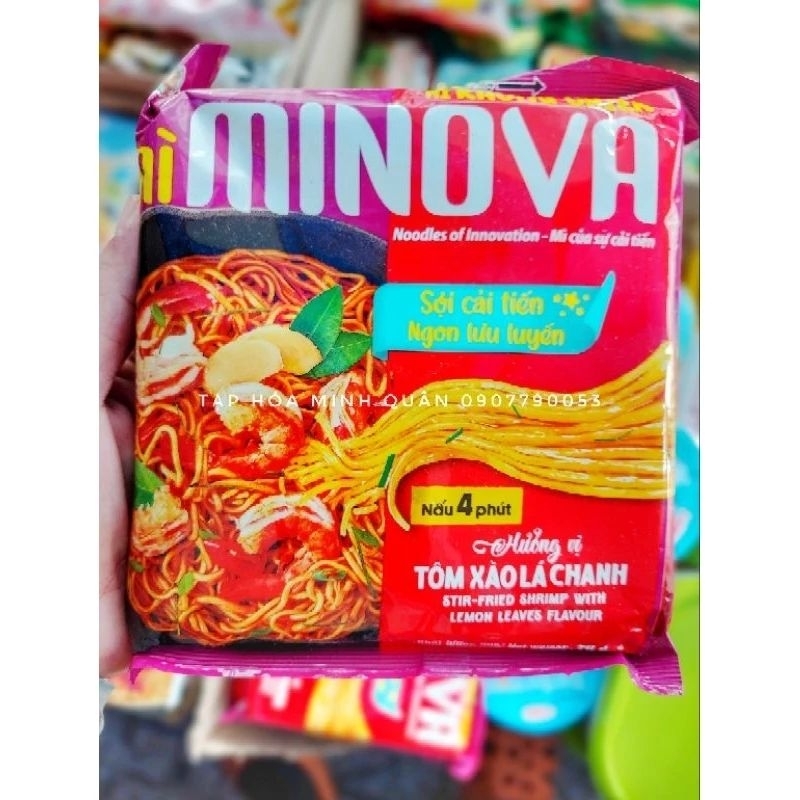 Thùng 24 gói mì Minova ( mix 12 gói vị cua sườn heo + 12 gói tôm xào lá ...