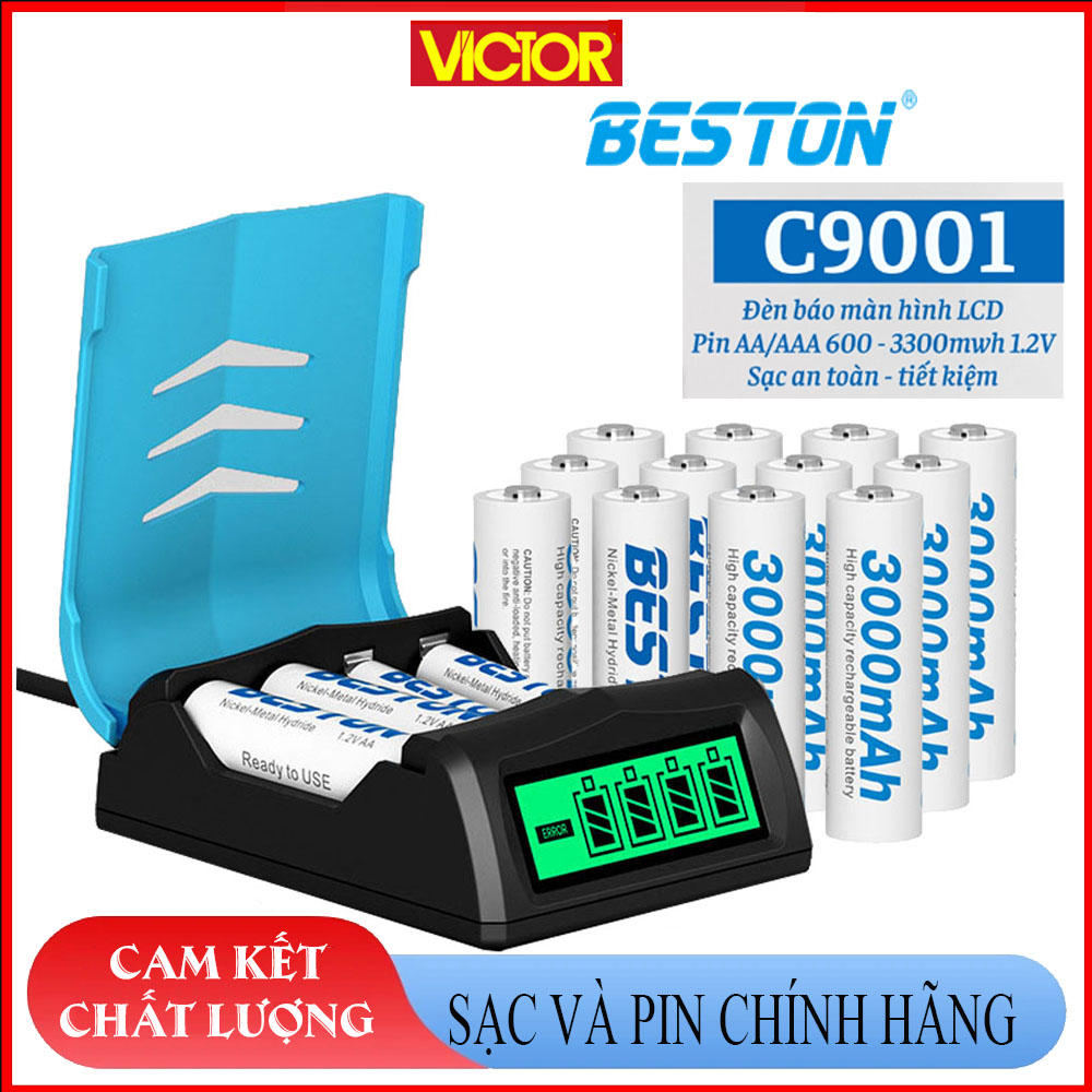 Bộ sạc C9001 pin AA AAA Beston- Tốc độ cao màn hình LCD (nhiều phân ...