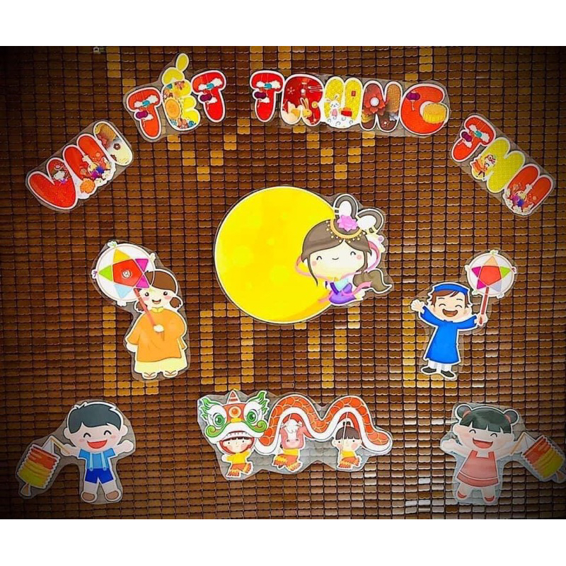 Set trang trí trung thu ép plastic bền đẹp sẵn nam châm lá | Shopee ...