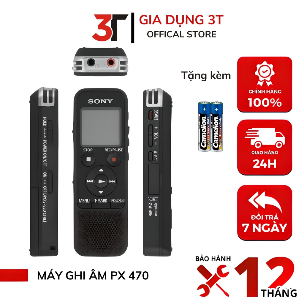 Máy ghi âm SONY PX-470 hàng chính hãng hỗ trợ thẻ nhớ ngoài lên đến ...