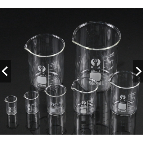Cốc thủy tinh chịu nhiệt chia vạch có mỏ 25ml 50ml 100ml 250ml 500ml 1000ml becher, cốc đốt thấp ...