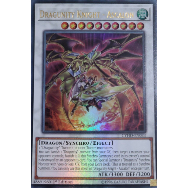 THẺ BÀI YUGIOH TỘC Synchro Monster:Dragunity Knight - Ascalon - CYHO-EN033 - Ultra Rare 1st ...