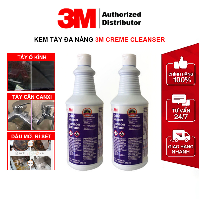 Dung dịch tẩy ố kính xe, vảy cá trên vách kính, tẩy rỉ sét inox, vệ sinh bồn tắm 3M 946ml ...