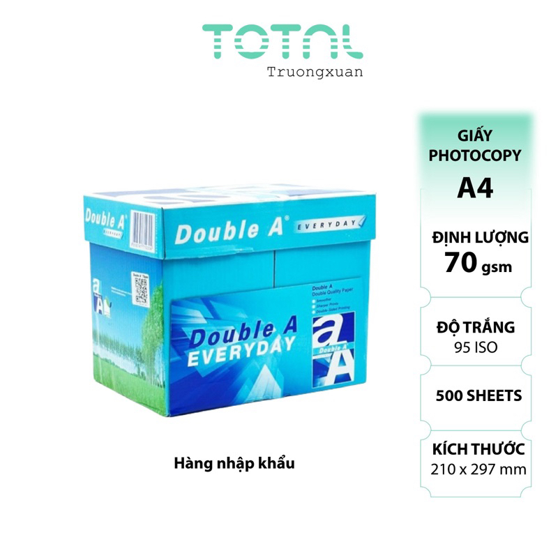 Giấy A4 Double A định lượng 70gsm - thùng 5 ram | Shopee Việt Nam