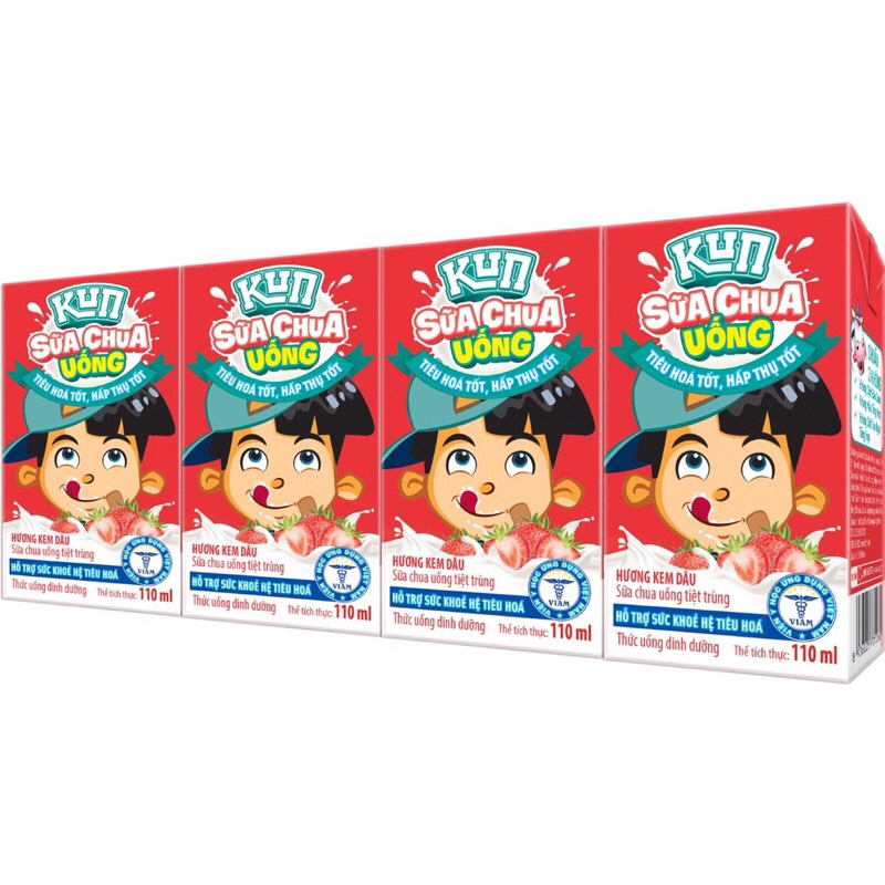 KUN sữa chua uống 1 lốc (4 hộp x 110ml ) hương cam , hương dâu | Shopee ...