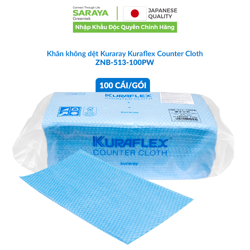 Khăn vải không dệt Kuraray Kuraflex Counter Cloth ZNB, dùng để lau bề ...