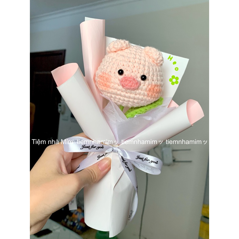 HOA LEN HEO HỒNG THỦ CÔNG [Ảnh thật] | Shopee Việt Nam