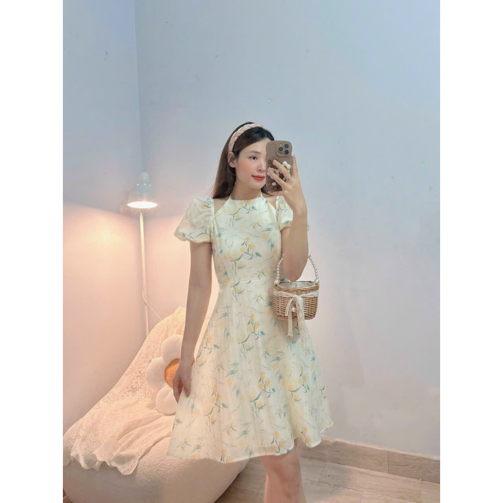 ĐẦM THIẾT KẾ CỔ YẾM KIỂU DÁNG TAY BỒNG- Hình shop chụp thật | Shopee ...