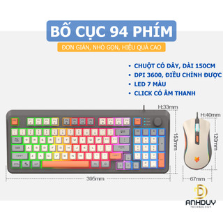 Combo bàn phím chuột có dây gaming XUNFOX K820 Led 7 màu phím giả cơ chuột 3600 DPI tiện lợi ...