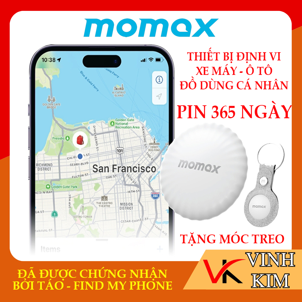 Định vị GPS Momax Pintag, định vị xe máy, ô tô, vật nuôi, đồ dùng cá ...