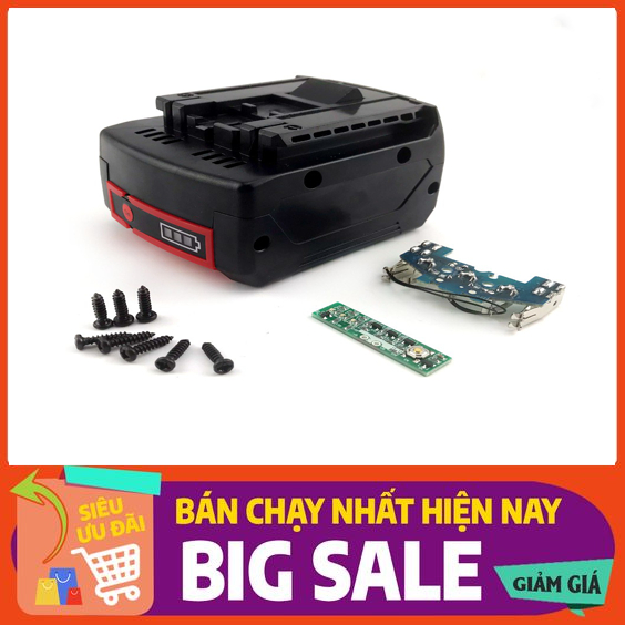 Bộ vỏ và mạch pin Bosch 14.4v - 18v 2P có mạch báo pin lắp 8 cell, 10 ...
