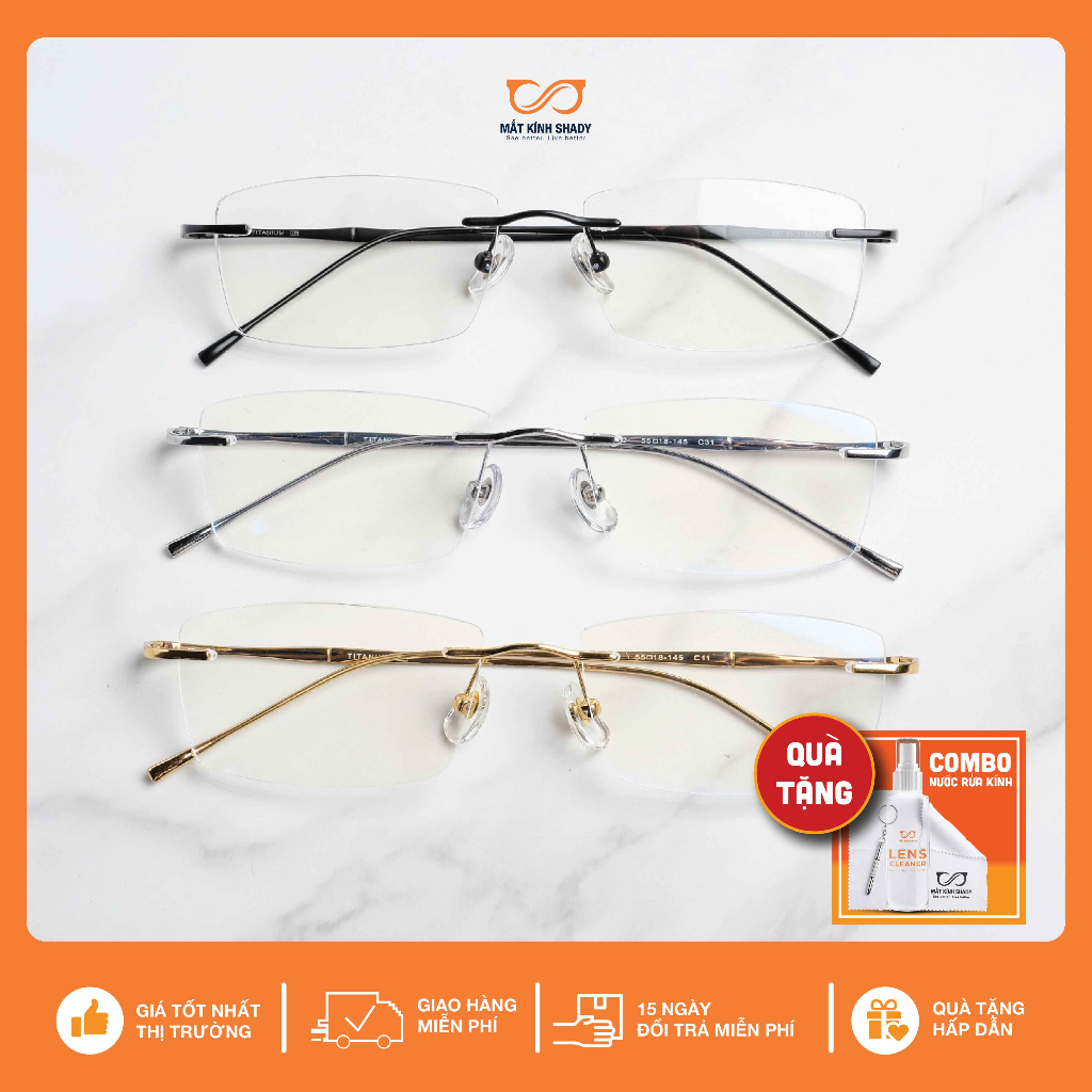 Gọng Kính Khoan Titanium IP Cao Cấp Shady Unisex G2098 (Nhiều Màu ...