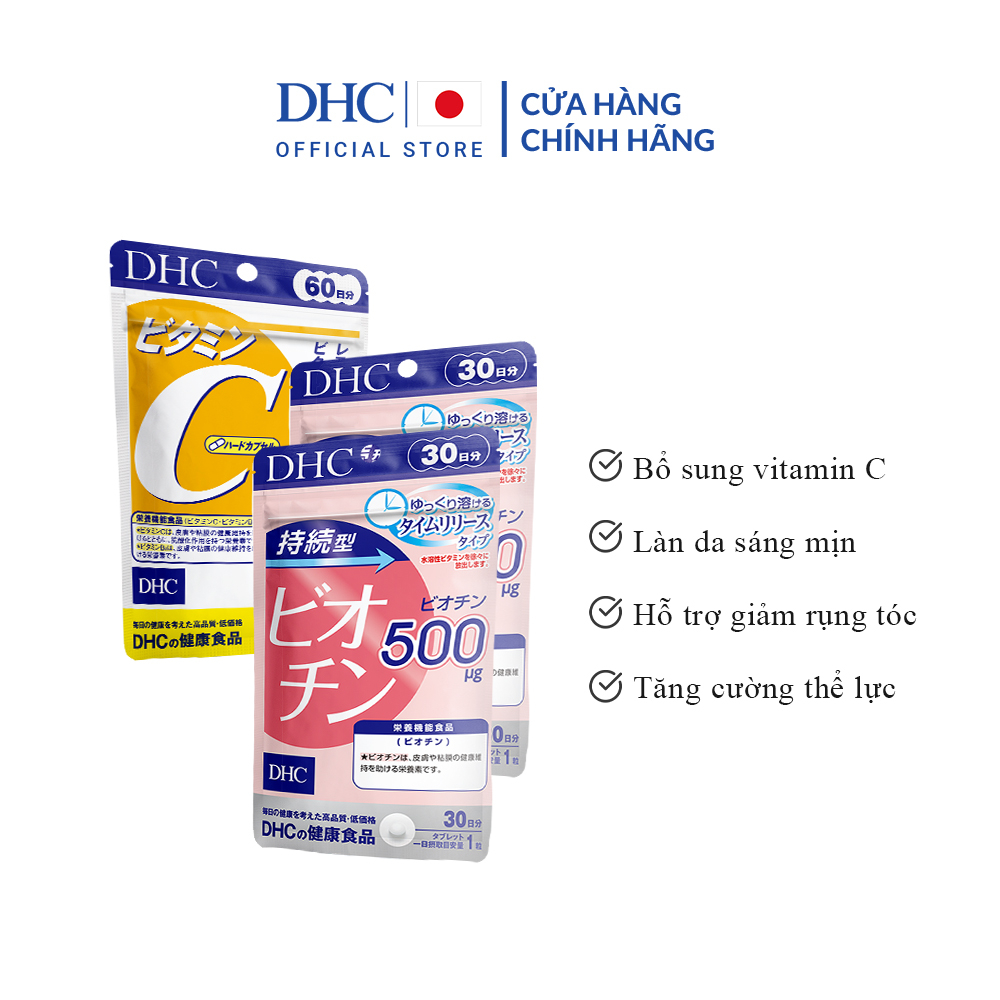 Combo Viên uống DHC Da Sáng - Tóc Khỏe 60 Ngày (Vitamin C 120 viên & Biotin 60 viên) | Shopee ...