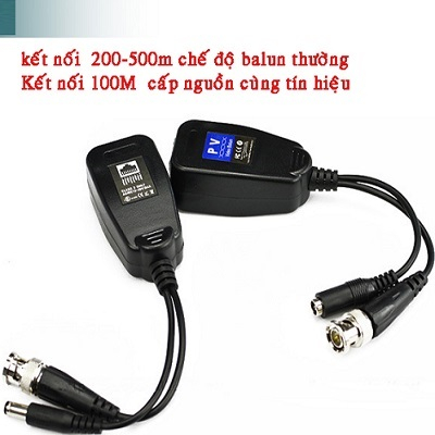 Video Balun Kèm Nguồn kết nối Lan RJ45, Balum POE có đèn báo chống ...