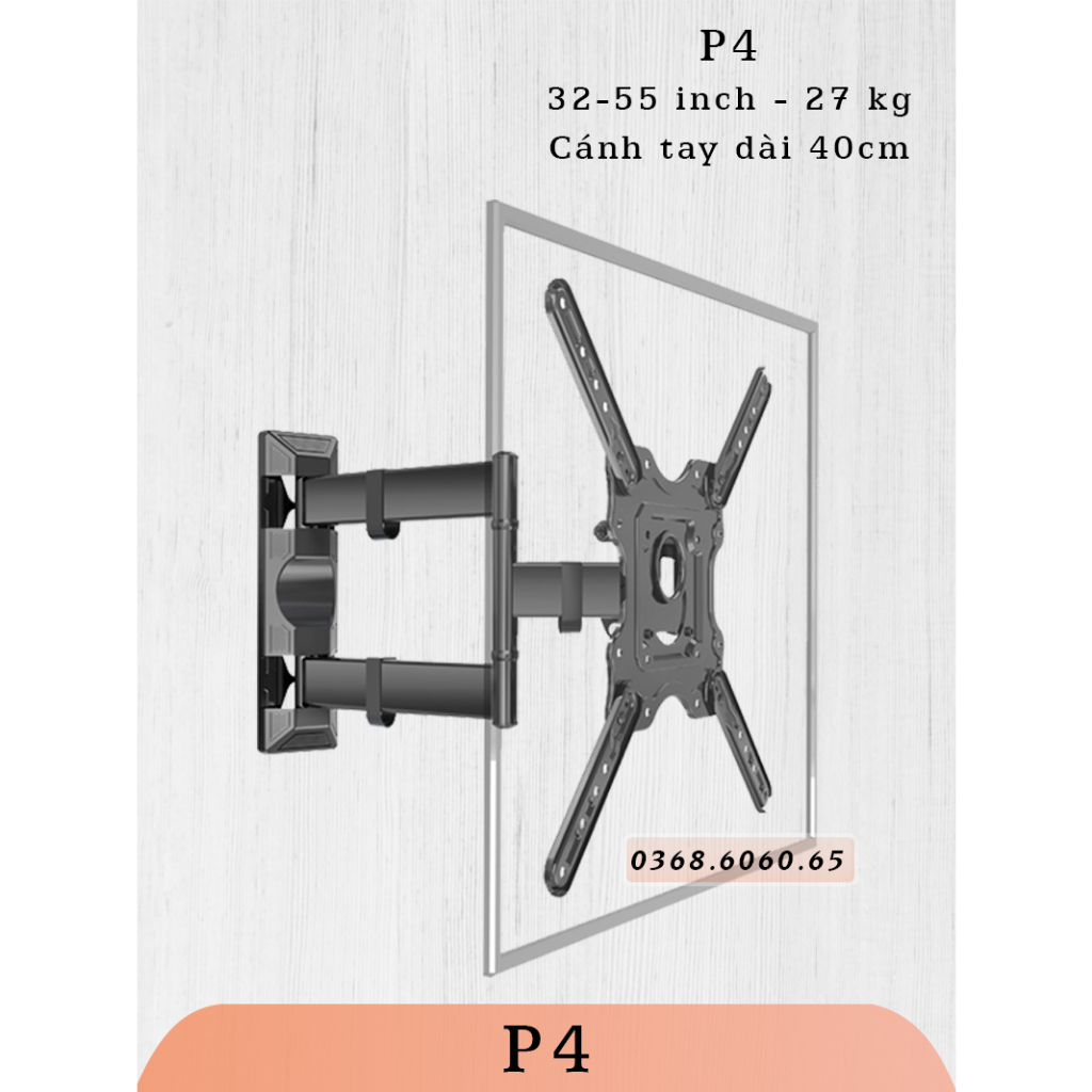 E85 P4 Giá treo Tivi xoay 360 độ, giá treo tivi kéo ra vào, khung treo tivi xoay đa năng. [32 ...
