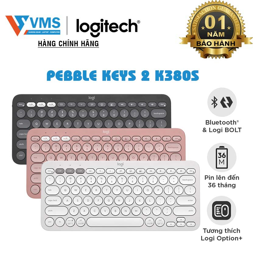 Bàn phím Bluetooth Logitech K380s Pebble 2 - Đa thiết bị, Phím tắt tùy ...