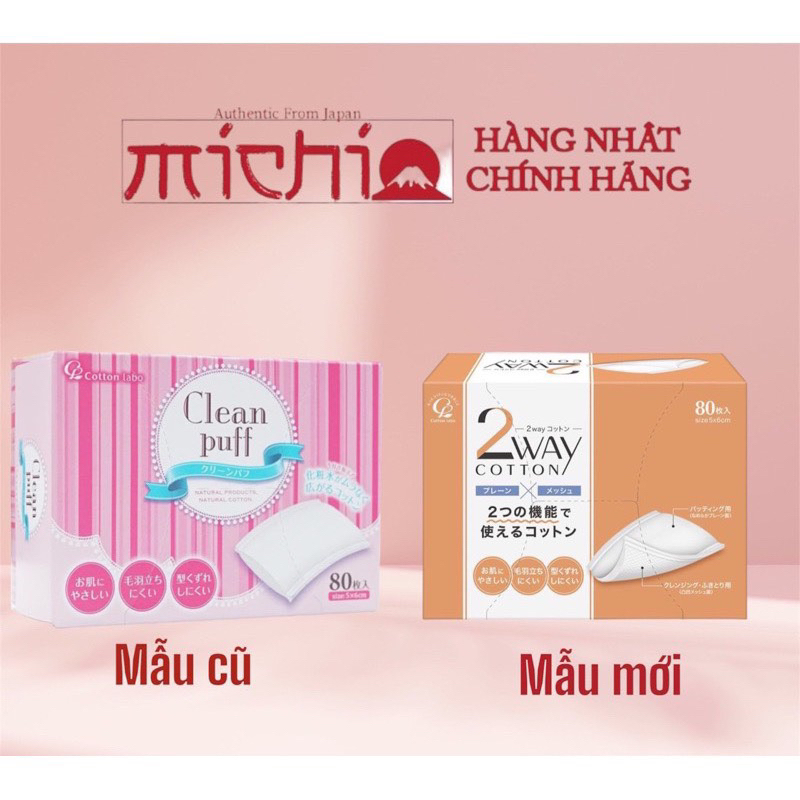Bông tẩy trang Nhật Bản Clean puff hộp 80 miếng | Shopee Việt Nam