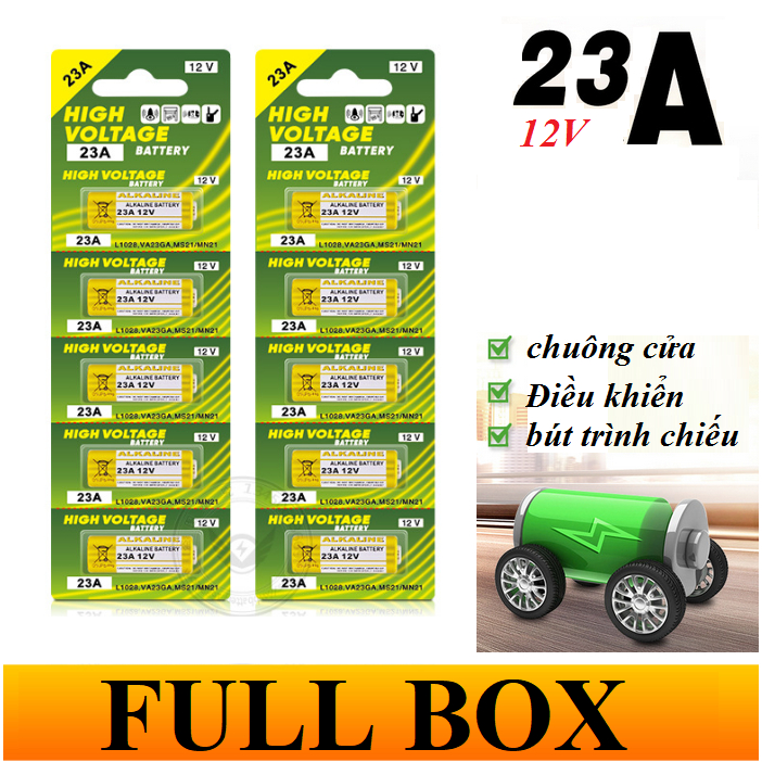 Vỉ 10 pin 23A 12V FULL BOX MỚI 100% ANKALINE 12V/23A cho điều khiển ...