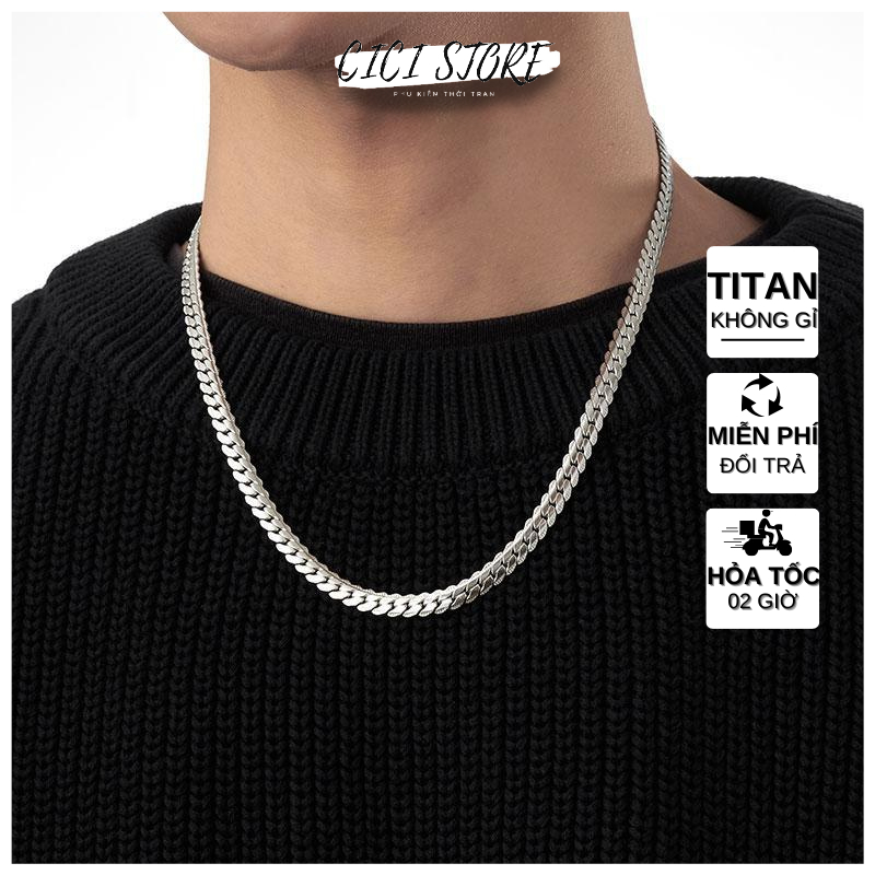 Vòng Cổ Nam Thép Titan Không Gỉ Cuban Hiphop In Nổi 7mm Phong Cách ...