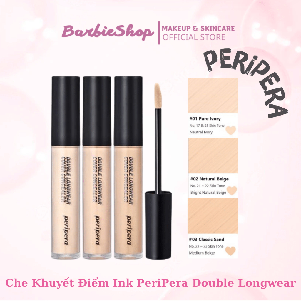 Kem Che Khuyết Điểm Ink Peripera Double Longwear Cover Concealar 5.5g ( Màu 01w-02w-03w ...