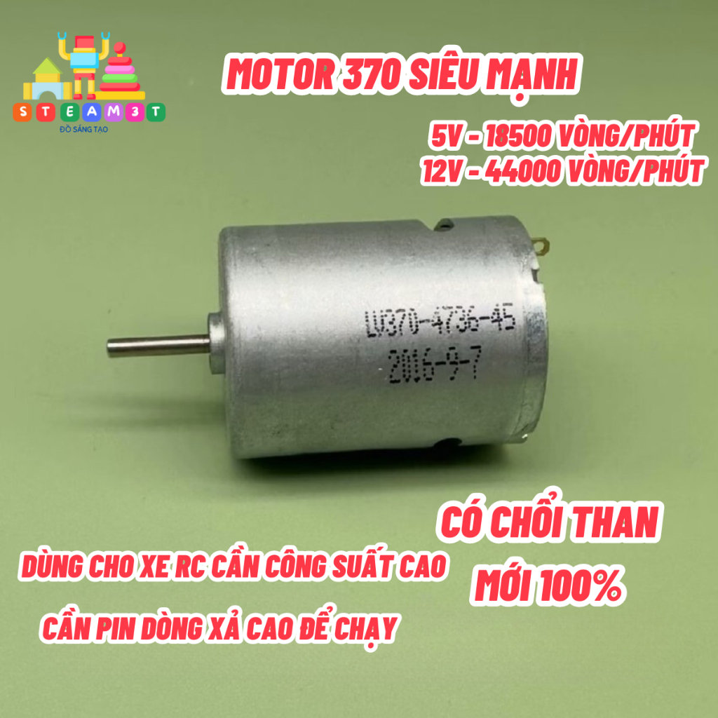Motor động cơ 370 RC Siêu mạnh tốc độ cao 6V - 12V 44000 vòng/phút có ...