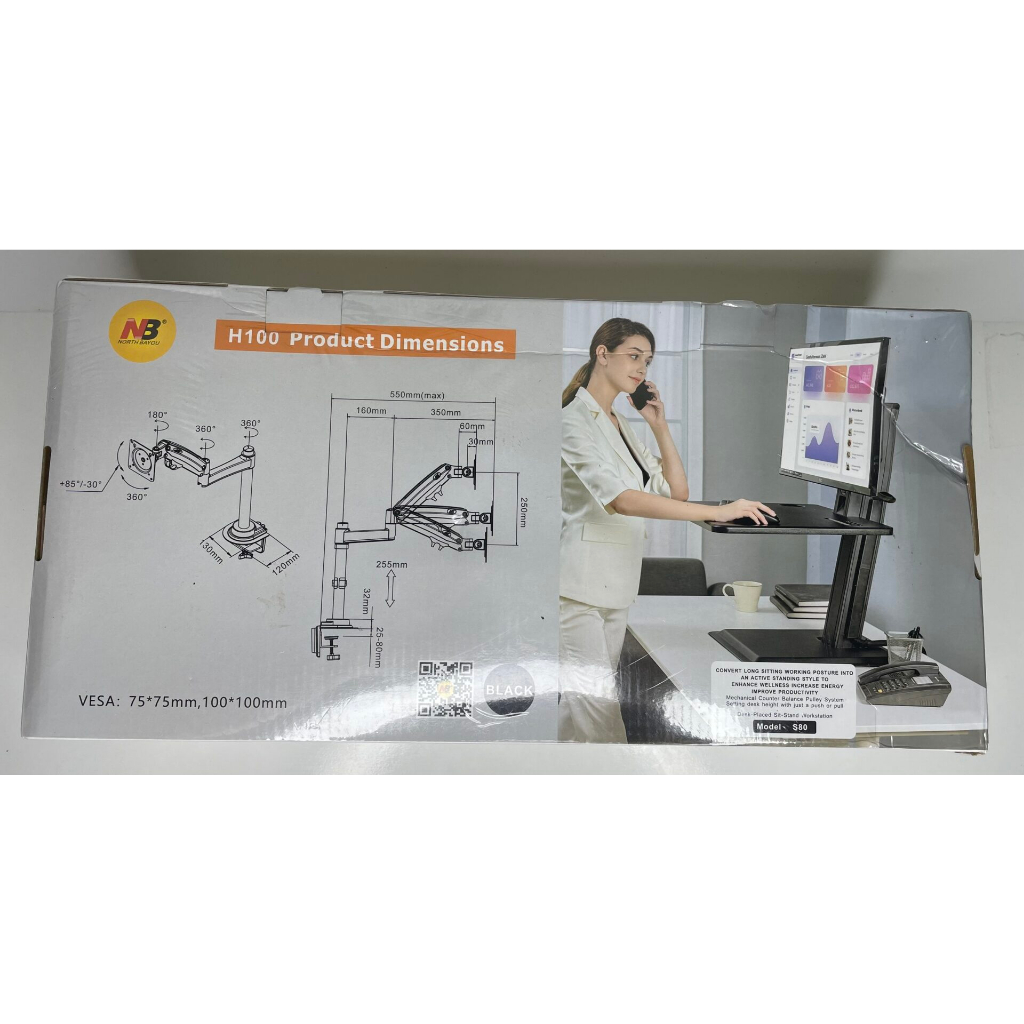 [NB H100 ]Giá treo màn hình North Bayou Trắng 17" - 30" inch, arm / tay ...