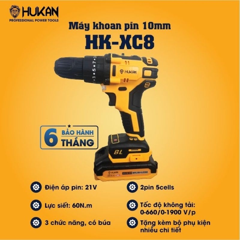 [CHÍNH HÃNG] Máy Khoan Pin HUKAN XC8, Lực Siết 60N.m - Khoan pin 3 Chức Năng Động Cơ Không Thổi ...