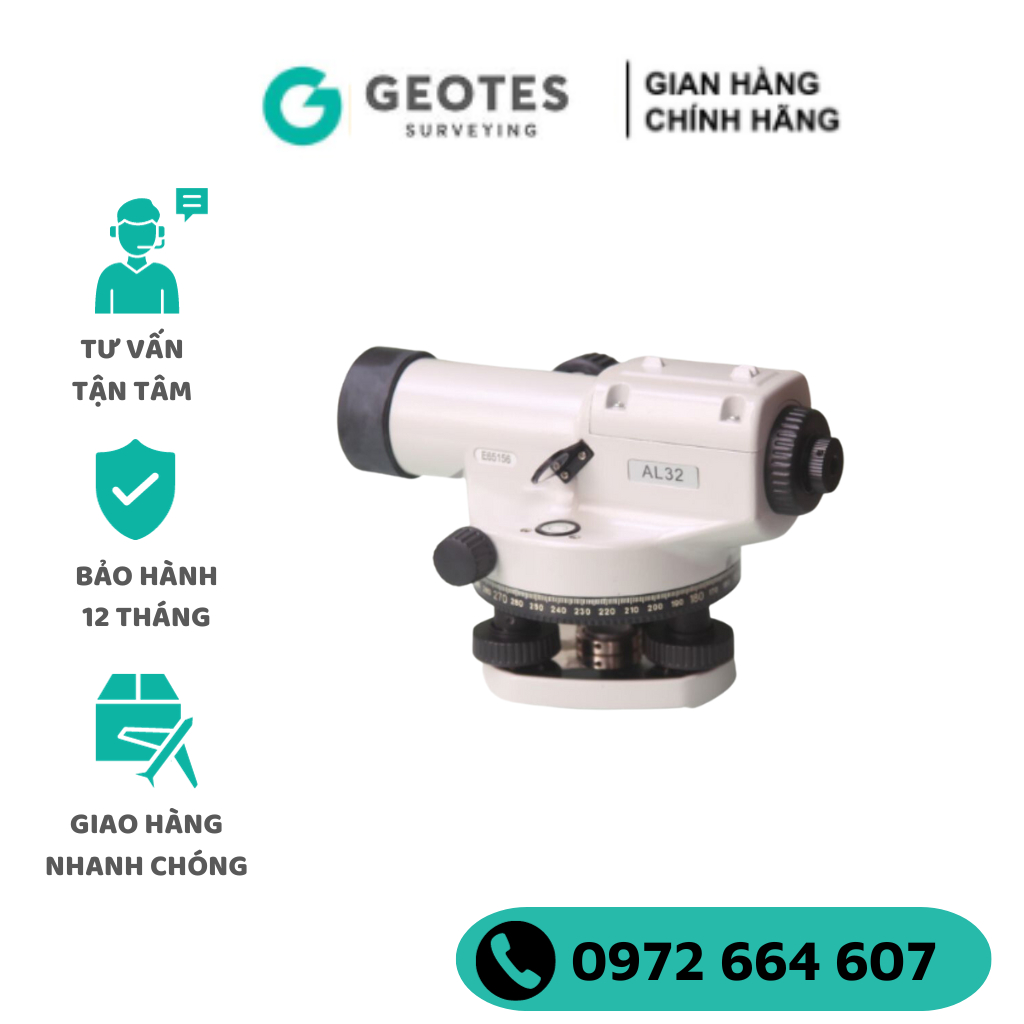 Máy Thủy Bình AL32 ZOOM GEOTES độ phóng đại 32X đi kèm tem kiểm định ...