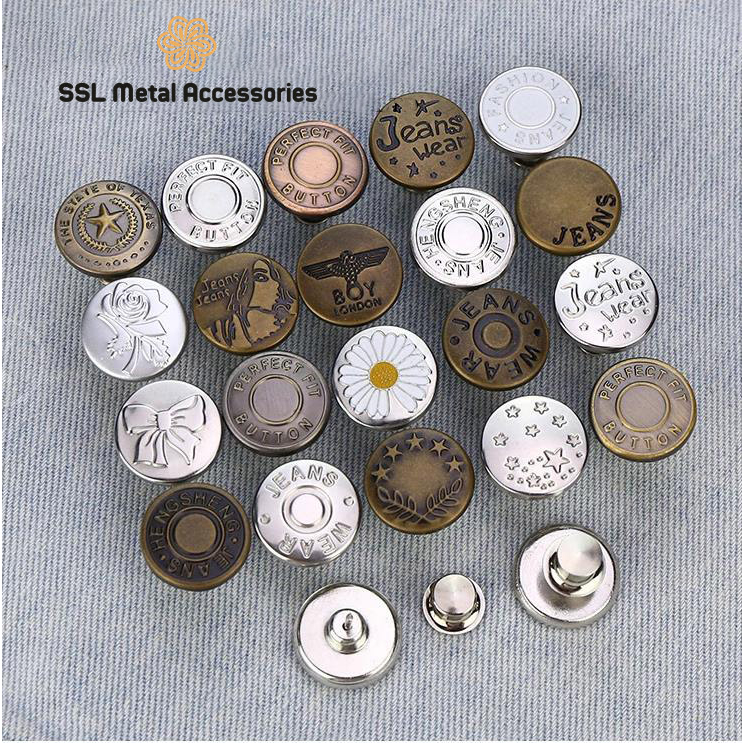 Set 2 nút gài quần jean, khuy quần bò cài bằng kim loại điều chỉnh thắt lưng cho quần jean SM ...