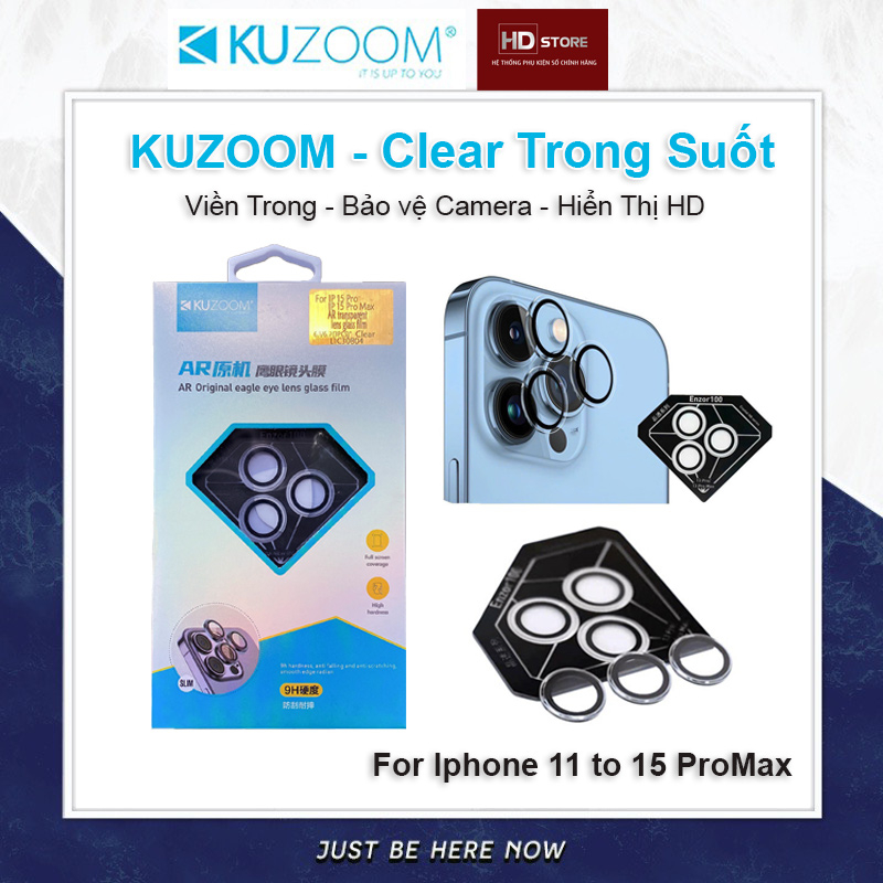 Kính Camera Iphone KUZOOM CLEAR Trong Suốt AR bảo vệ mắt dán Lens Cam ...