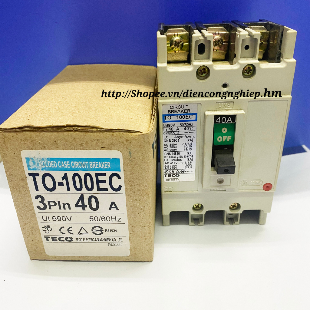 Aptomat Cầu Dao MCCB 3 Pha 40A, 60A, 125A TECO Hàng Chính Hãng, Át Tô Mát Khối Cầu Dao Điện 3P ...