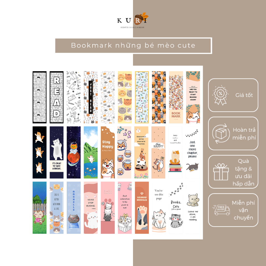 Bookmark bộ sưu tập những bé mèo cute, dễ thương, đánh dấu trang ...