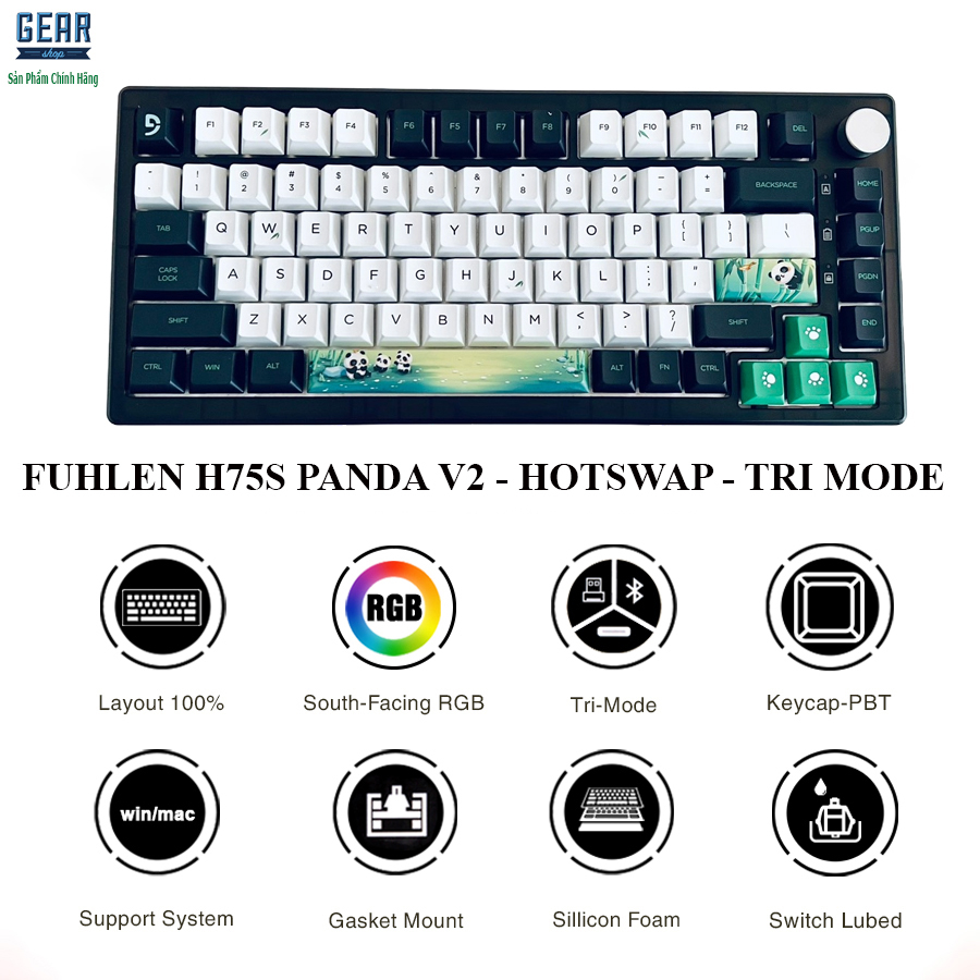 Bàn Phím Cơ Fuhlen H75s Panda V2 Tri Modes Chính Hãng | Shopee Việt Nam