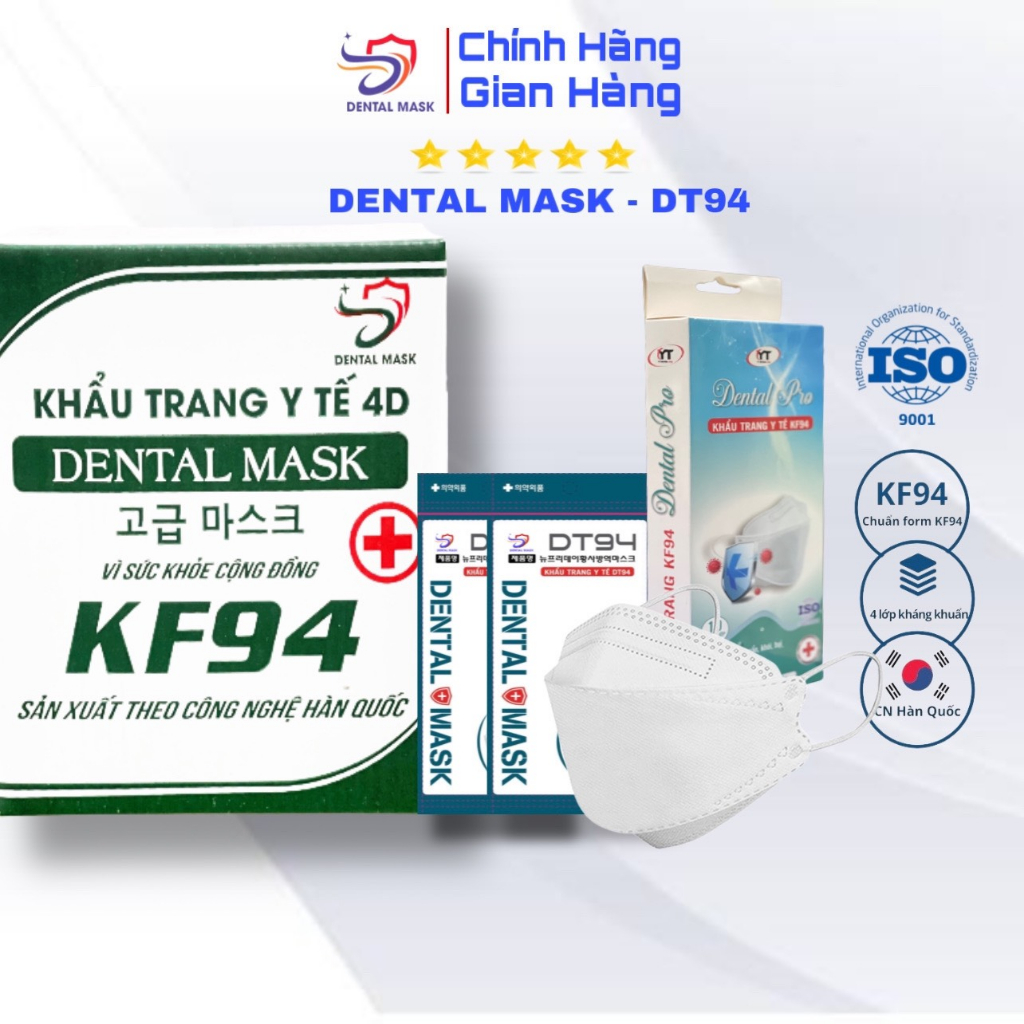 Thùng 100 cái khẩu trang kf94 - DENTAL MASK chính hãng chống tia UV 4 lớp có giấy kháng khuẩn đủ ...