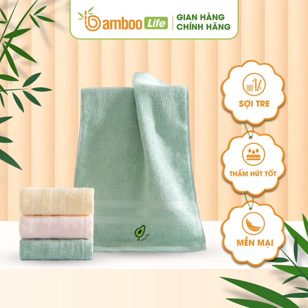 Khăn mặt sợi tre Bamboo Life BL041 họa tiết trái cây mềm mại, thấm hút, an toàn khi sử dụng ...