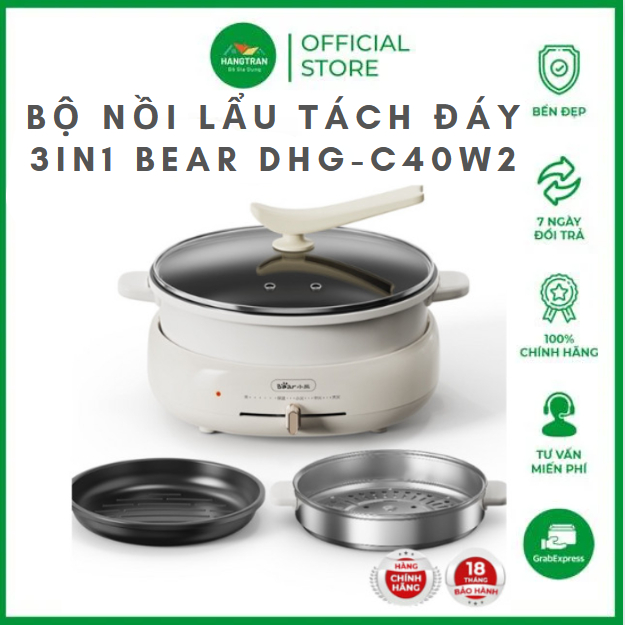 Bộ Nồi Lẩu Tách Đáy Bear DHG-C40W2 Đa Chức Năng Nướng - Lẩu - Hấp - Chiên - Rán, Nồi Lẩu Điện ...